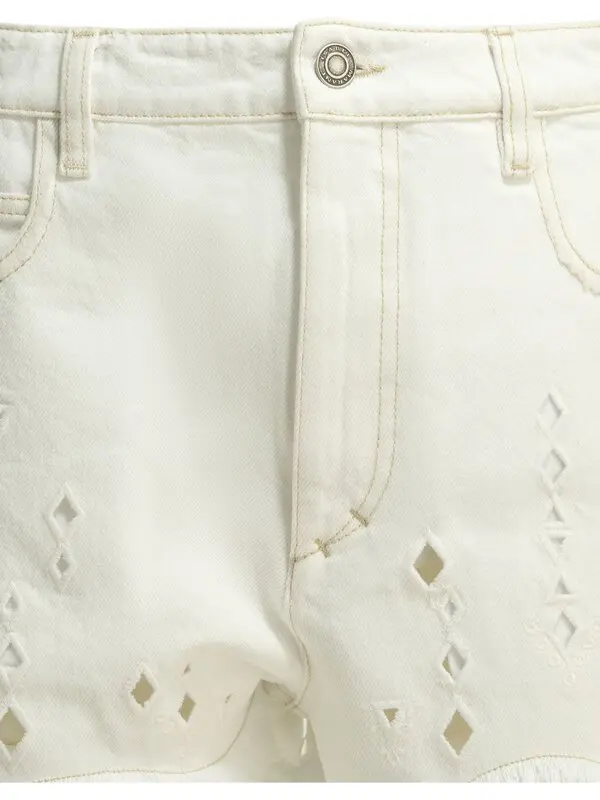 Isabel Marant Aecia' Embroidered Cotton Denim Shorts