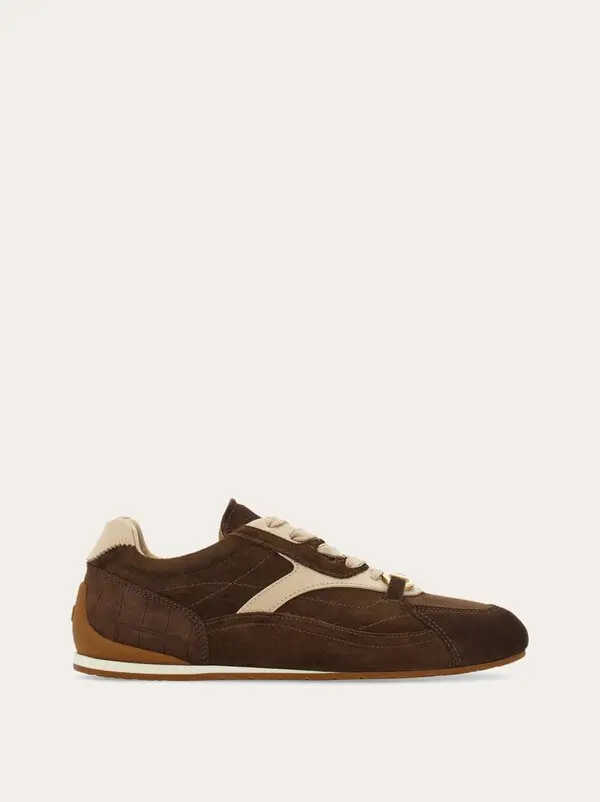 FERRAGAMO Gancini Ornat Suede Sneakers - Brown