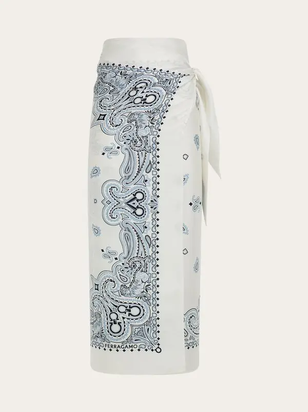 FERRAGAMO Arabesque Print Silk Sarong - Blue