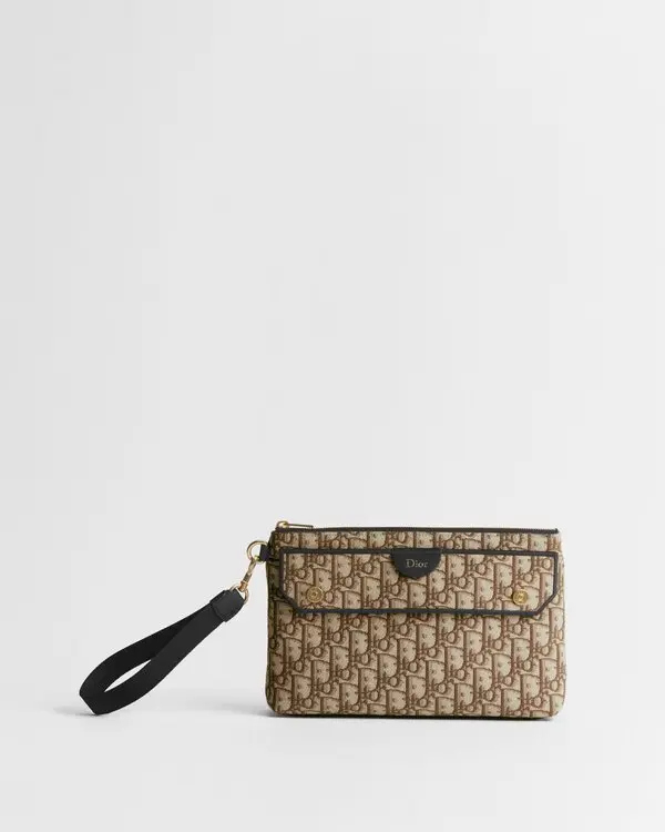 Dior Pocket Jett A5 Triangle Pouch - Brown Dior Oblique Jacquard
