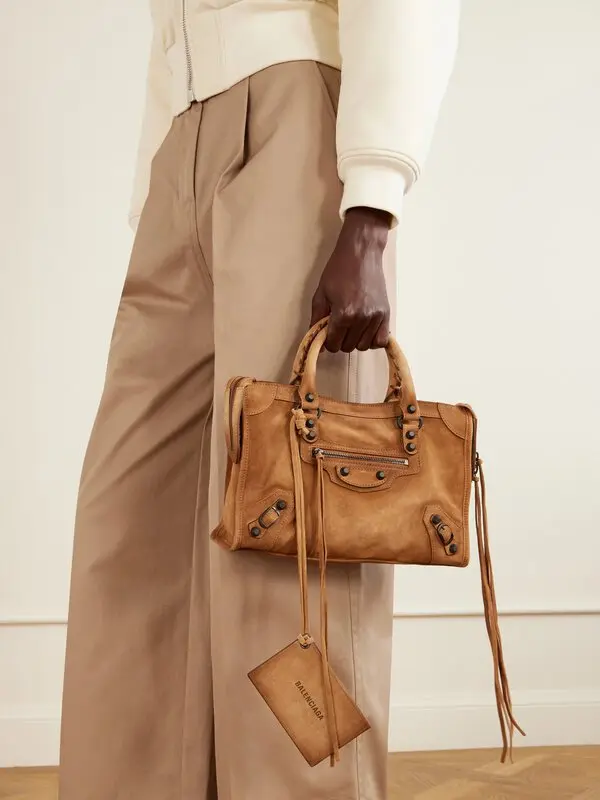 Balenciaga Le City Small Suede Shoulder Bag - Brown