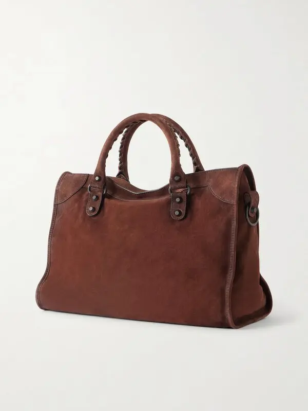 Balenciaga Le City Medium Suede Shoulder Bag - Brown