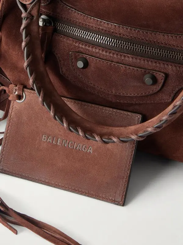 Balenciaga Le City Medium Suede Shoulder Bag - Brown