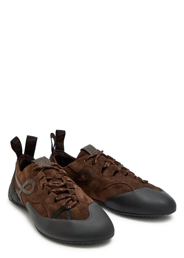 Loewe Panelled Suede Lace-up Sneakers - Brown