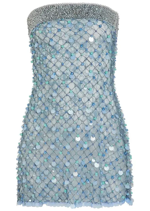 ROBERTA EINER Embellished Lace Mini Dress