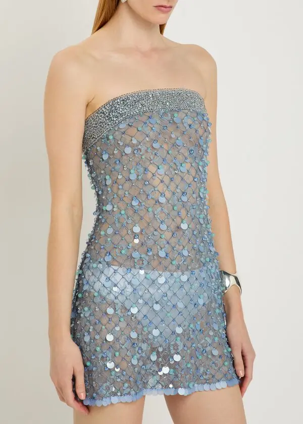 ROBERTA EINER Embellished Lace Mini Dress