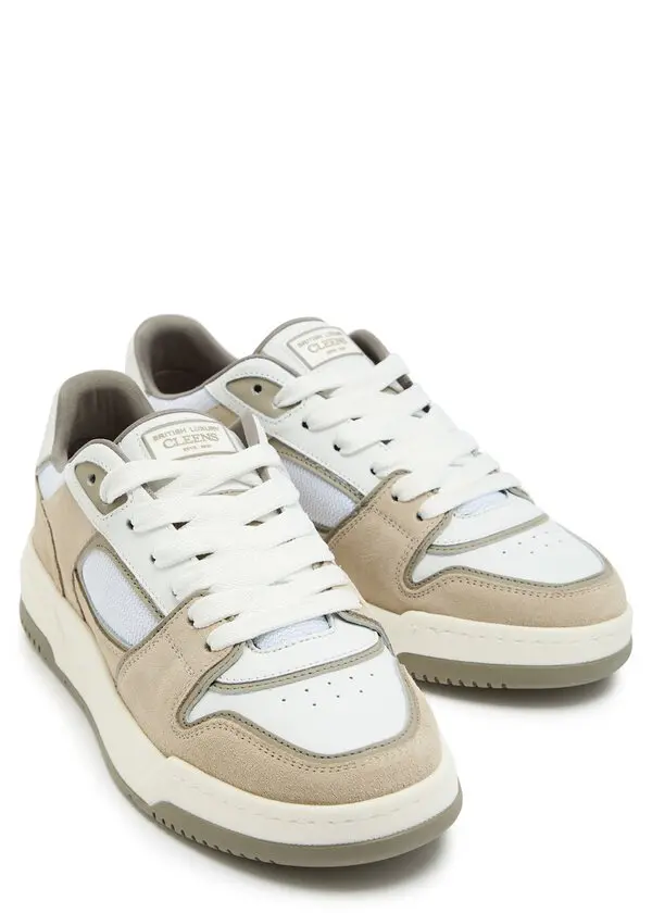 CLEENS Panelled Leather Sneakers - Sand