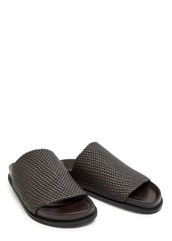 A.emery Luca Woven Leather Sliders - Brown