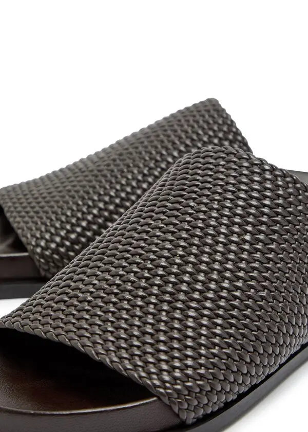 A.emery Luca Woven Leather Sliders - Brown