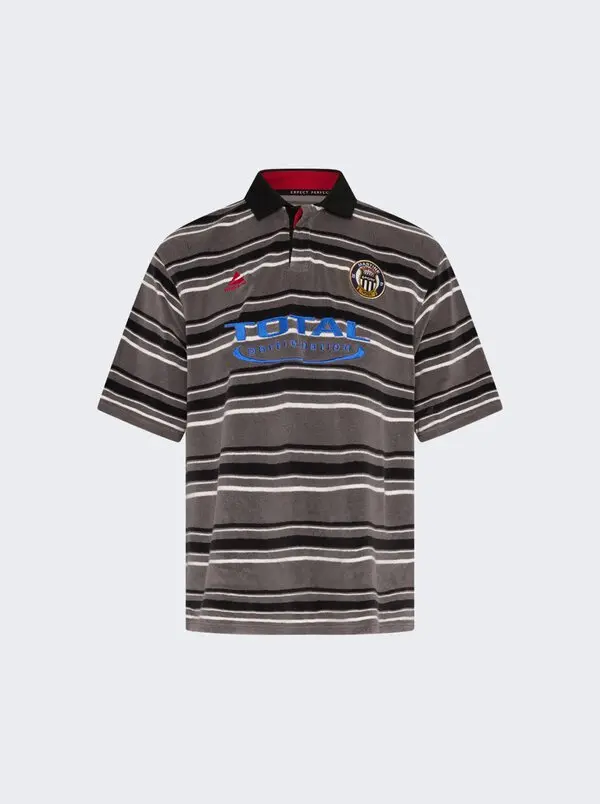 Martine Rose Oversized Short Sleeve Polo Grey Stripe - Gray