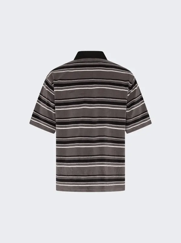 Martine Rose Oversized Short Sleeve Polo Grey Stripe - Gray