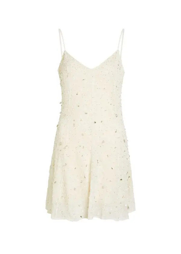 Staud Embellished Mesh Mini Dress - Ivory