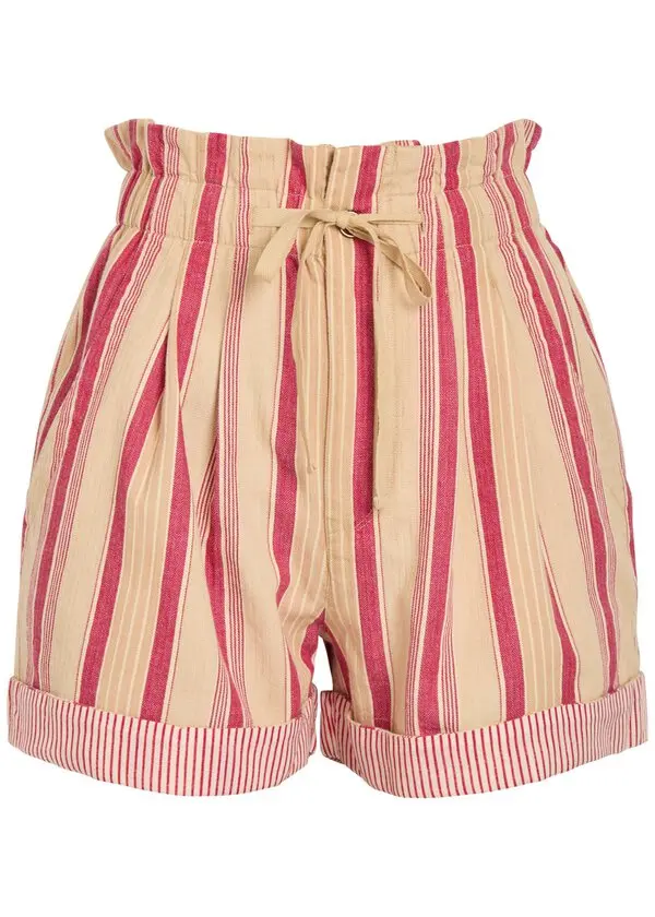 Isabel Marant Striped Cotton Shorts With Drawstring Waist