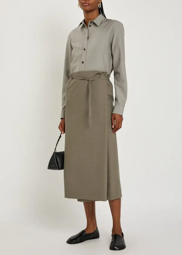 Calvin Klein Wool Midi Wrap Skirt