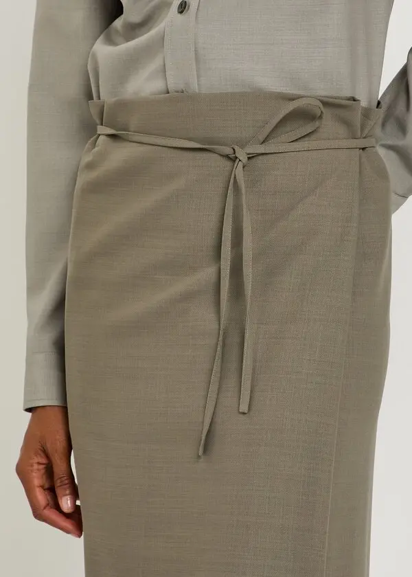 Calvin Klein Wool Midi Wrap Skirt