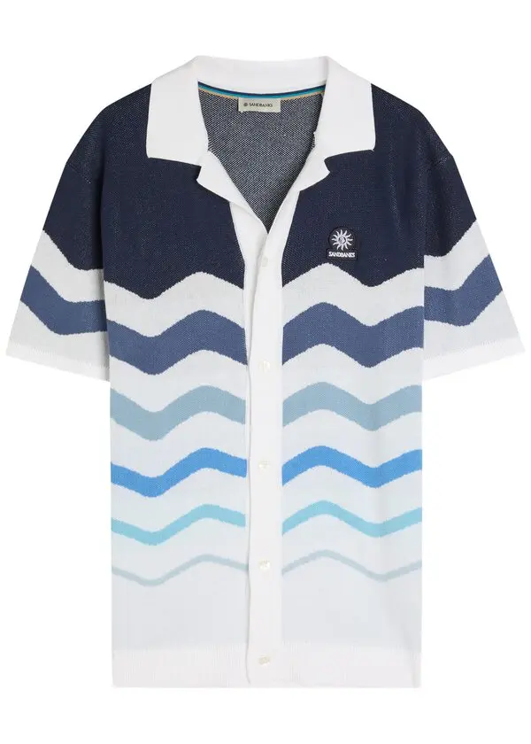 SANDBANKS Gradient Pattern Knit Cotton Shirt - Blue