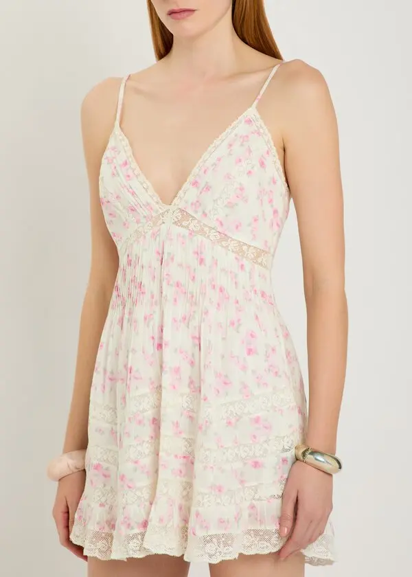 LoveShackFancy Alonna Floral-print Cotton Mini Dress - Pink