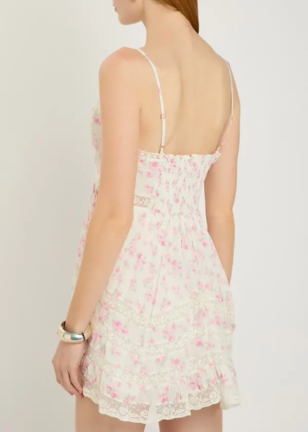 LoveShackFancy Alonna Floral-print Cotton Mini Dress - Pink