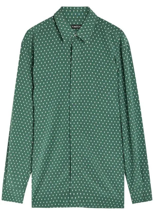 TOM FORD Diamond-print Silk Shirt
