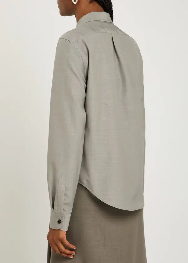 Calvin Klein Sophie Wool And Silk-blend Shirt - Grey