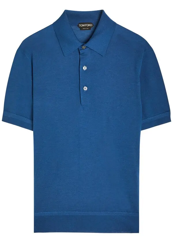 TOM FORD Gauge Cashmere And Silk-blend Polo Shirt - Blue