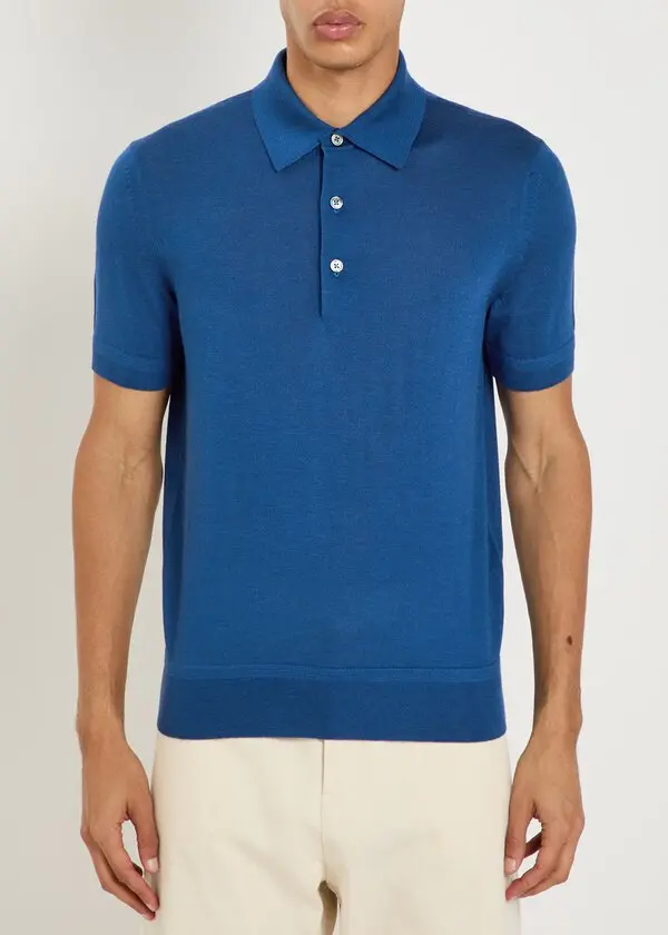 TOM FORD Gauge Cashmere And Silk-blend Polo Shirt - Blue