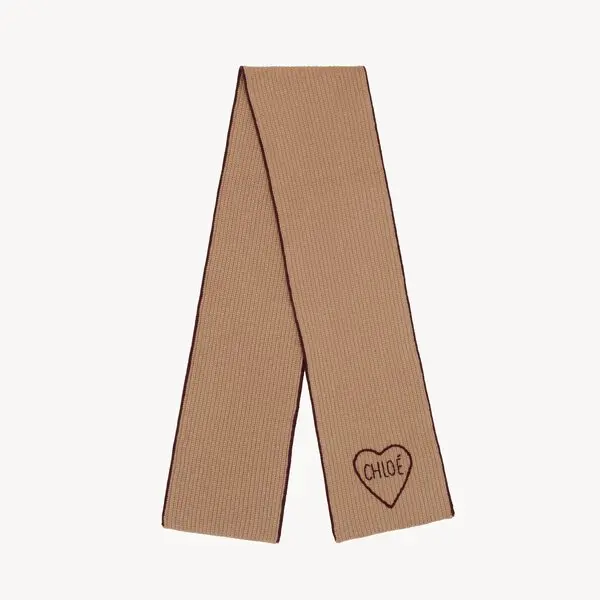 Chloé The Encoeur Scarf In Wool & Cashmere - Bleached Brown