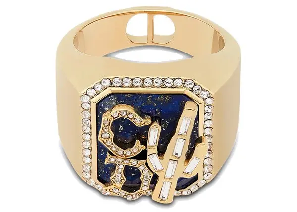 Dior X Cactus Jack Signet Ring - Gold/white/lapis