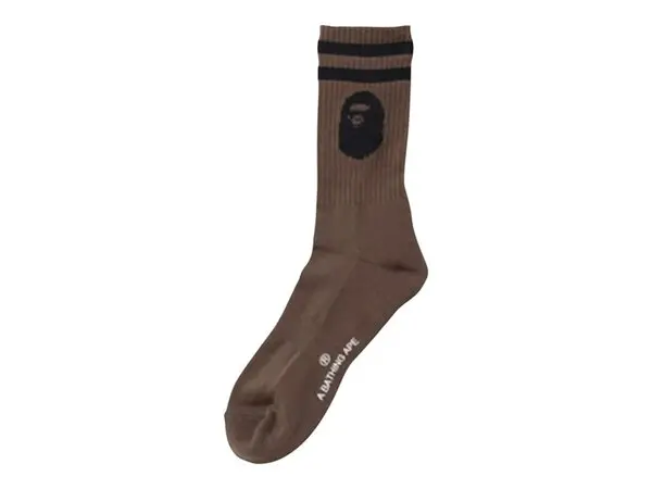 A BATHING APE Ape Head Crew Socks - Brown