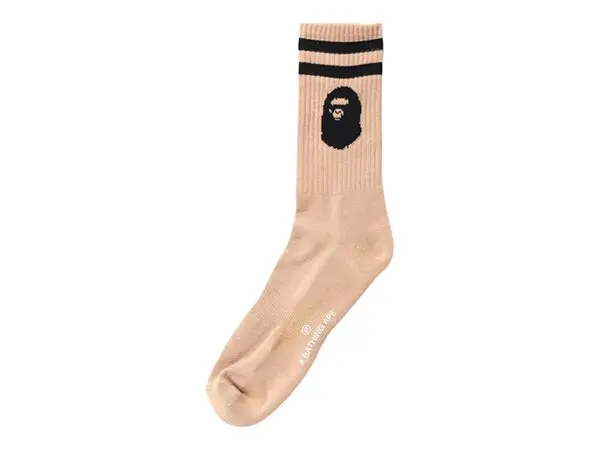 A BATHING APE Ape Head Crew Socks - Beige