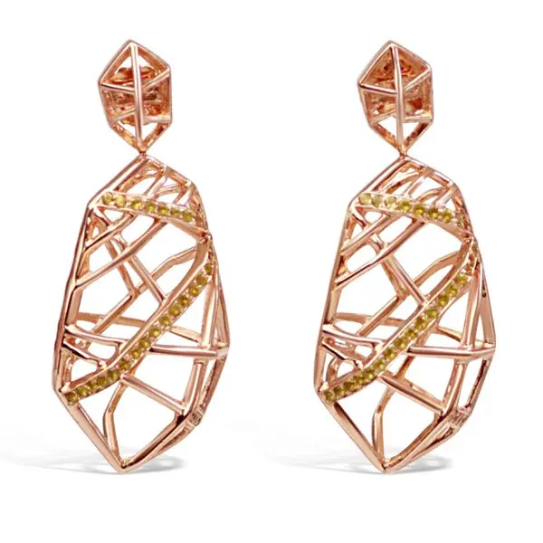 BELLUS DOMINA Gold Plated Silver Citrine Openwork Earrings - Gold/yellow