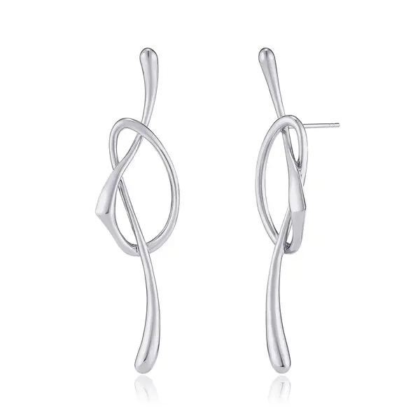 TAMI&TAMI Heradi White Gold Plated Sterling Twisted Drop Earrings - Silver