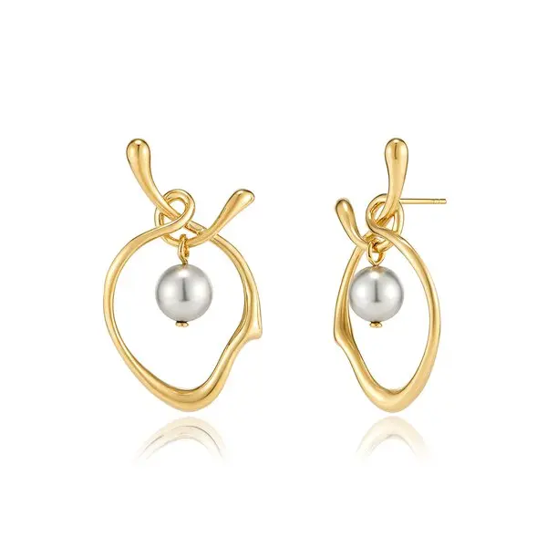 TAMI&TAMI Heradi Wave Pearl Gold Earrings - Yellow