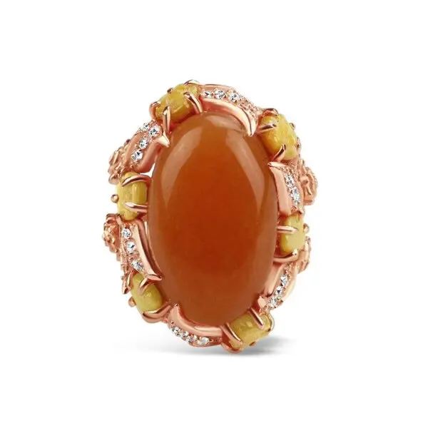 BELLUS DOMINA Gold Plated Aventurine Cocktail Ring - Orange/gold