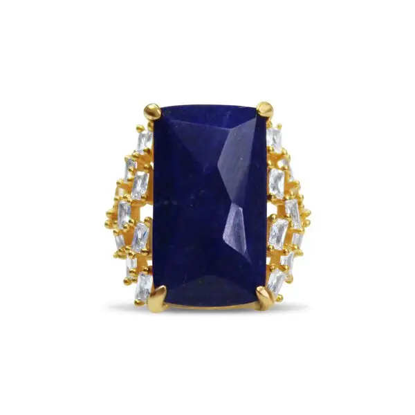 BELLUS DOMINA Gold-plated Silver Lapis Lazuli And Cubic Zirconia Cocktail Ring - Blue/gold