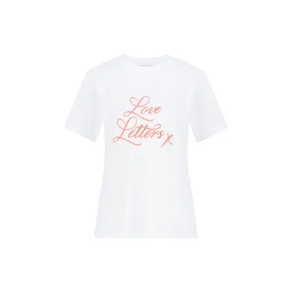 LOVE LETTERS X White / Pink Embroidered T-shirt Organic Cotton - White/pink