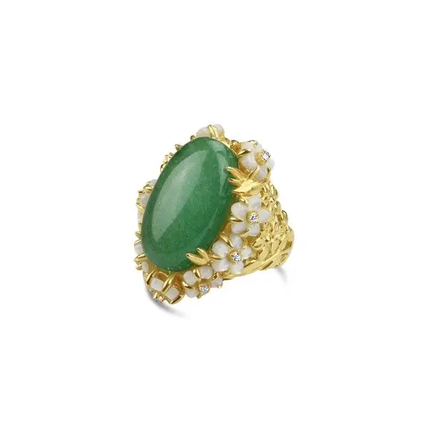 BELLUS DOMINA Gold-plated Sterling Silver Aventurine Cocktail Ring - Green/gold