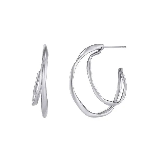 TAMI&TAMI Heradi Wave Double Hoop Earrings - Silver
