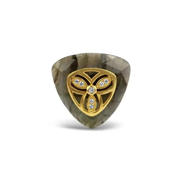 BELLUS DOMINA Gold-plated Sterling Silver Labradorite And Cubic Zirconia Triangle Ring - Green/gold