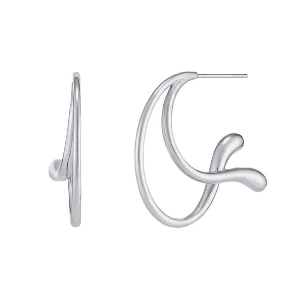 TAMI&TAMI Heradi Wave White Gold Earrings - Silver