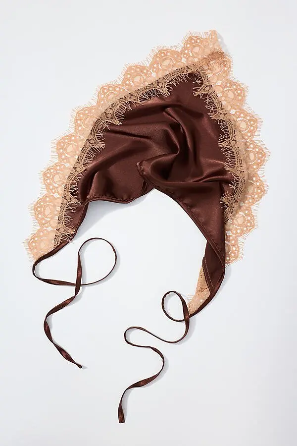 Anthropologie Triangle Lace Hair Scarf - Brown/honey