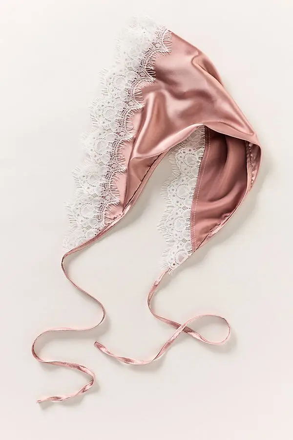 Anthropologie Triangle Lace Hair Scarf - Coral/cream