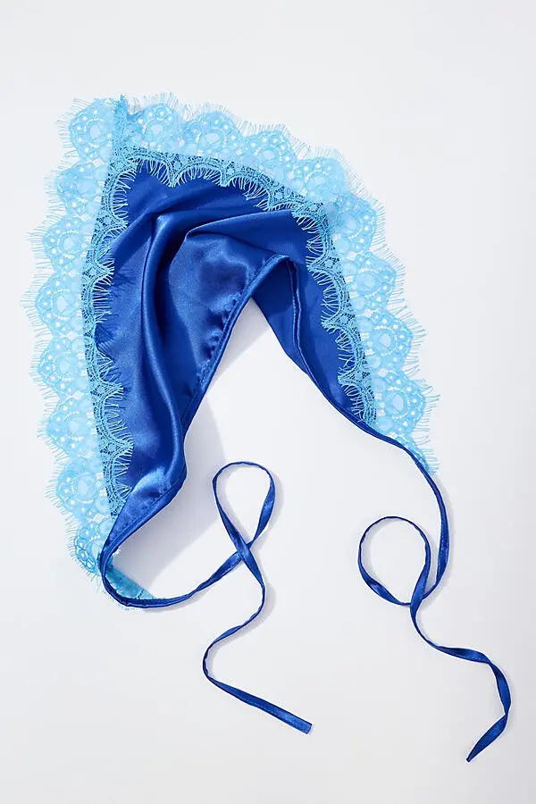 Anthropologie Triangle Lace Hair Scarf - Light Blue / Cobalt