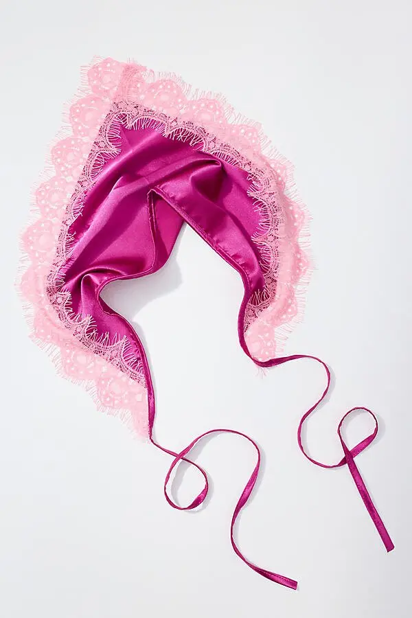 Anthropologie Triangle Lace Hair Scarf - Pink Tonal