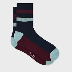 Paul Smith Ribbed Crew Socks - Blue