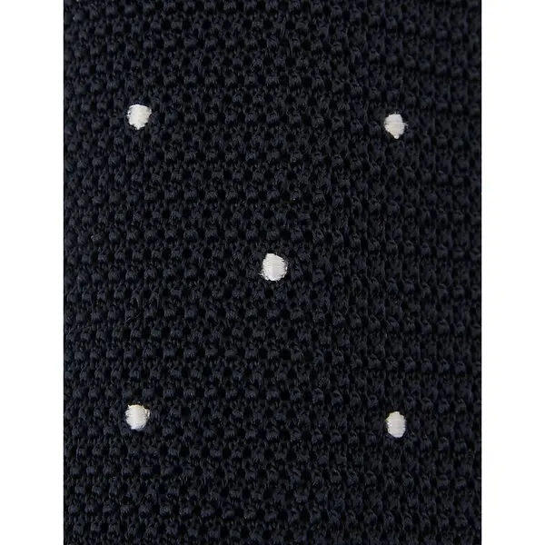 REISS Knitted Silk Pin-dot Neck Tie - Navy