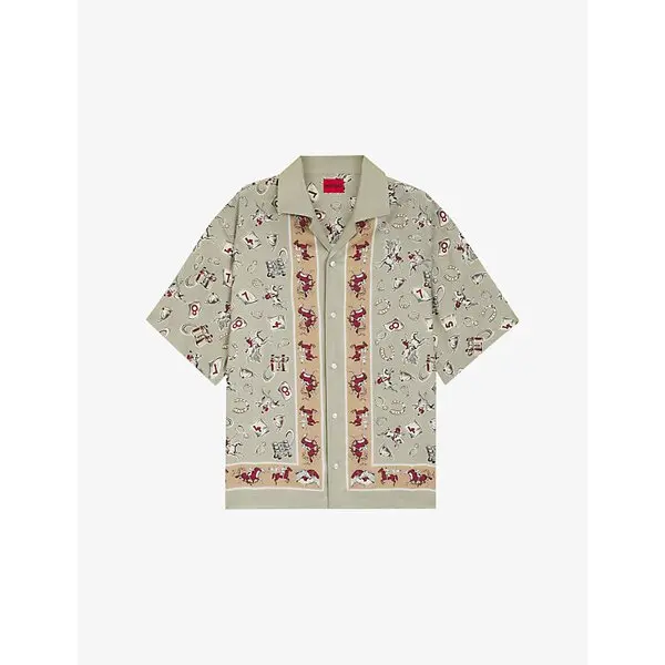 Hugo Horse-print Oversized-fit Woven Shirt