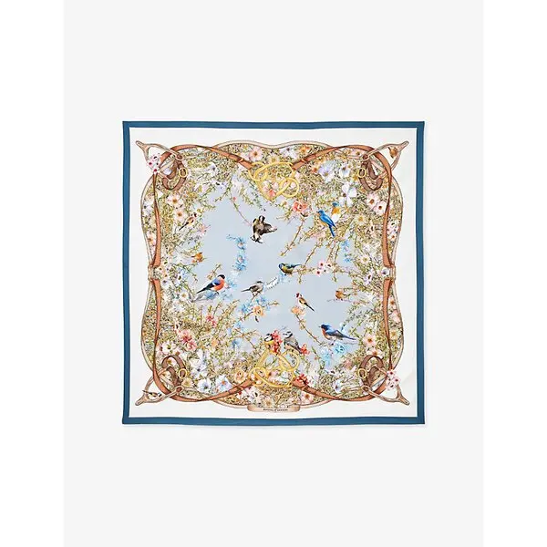 ASPINAL OF LONDON Printed Square Silk Scarf - Skyblue
