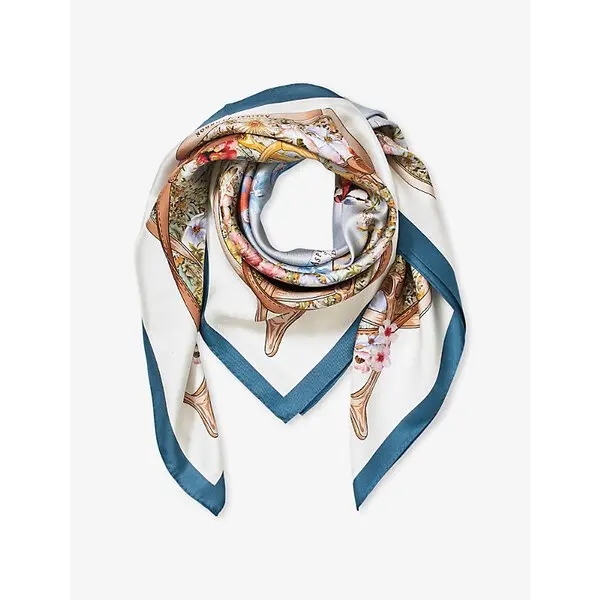 ASPINAL OF LONDON Printed Square Silk Scarf