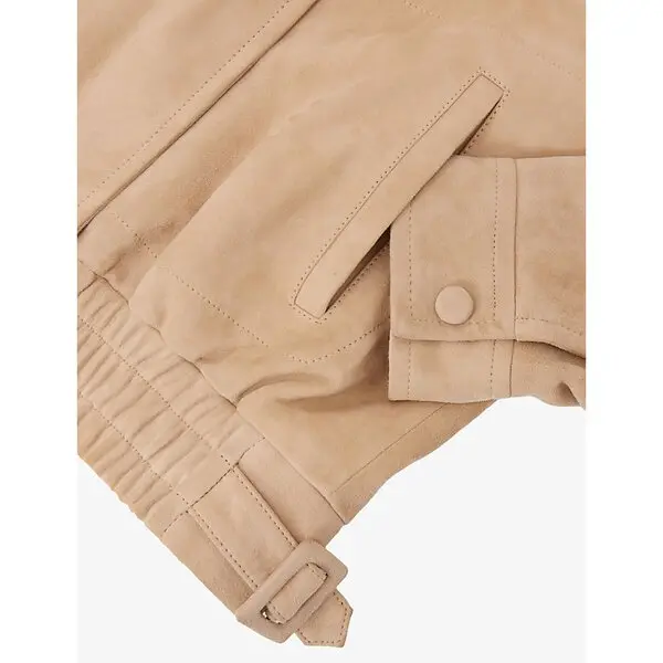 REISS Petra Oversized Suede Funnel Neck Jacket
